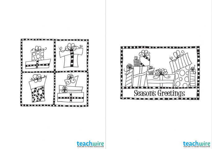8 Print and Colour Christmas Card Designs | Teachwire Teaching Resource
