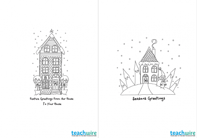 8 Print and Colour Christmas Card Designs | Teachwire Teaching Resource