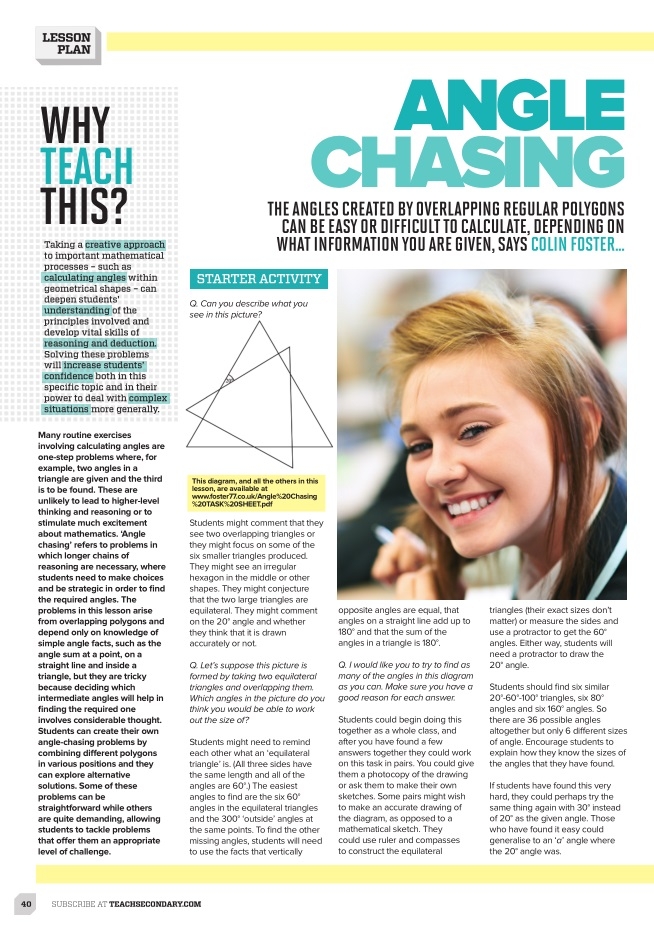KS3 Maths Lesson Plan – Use Creative Approaches to Calculating Angles ...