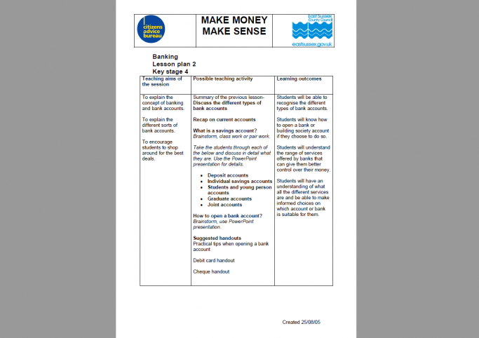 Banking lesson plan and resources for KS4 citizenship/financial ...
