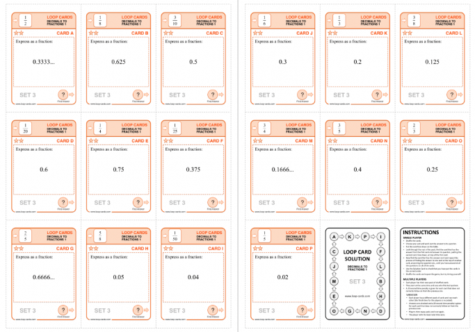 Decimals to Fractions Loop Cards for KS2 and KS3 Maths | Teachwire ...