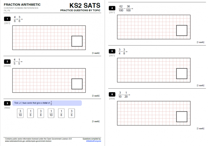 Fractions Arithmetic SATs-Style Questions for KS2 Maths | Teachwire ...