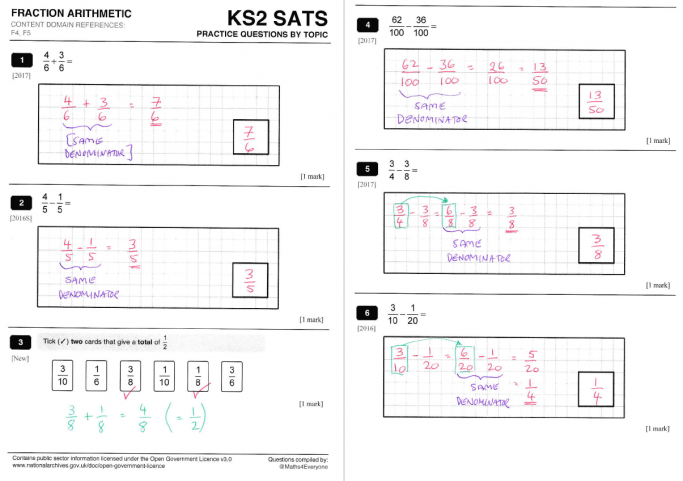 Fractions Arithmetic SATs-Style Questions for KS2 Maths | Teachwire ...