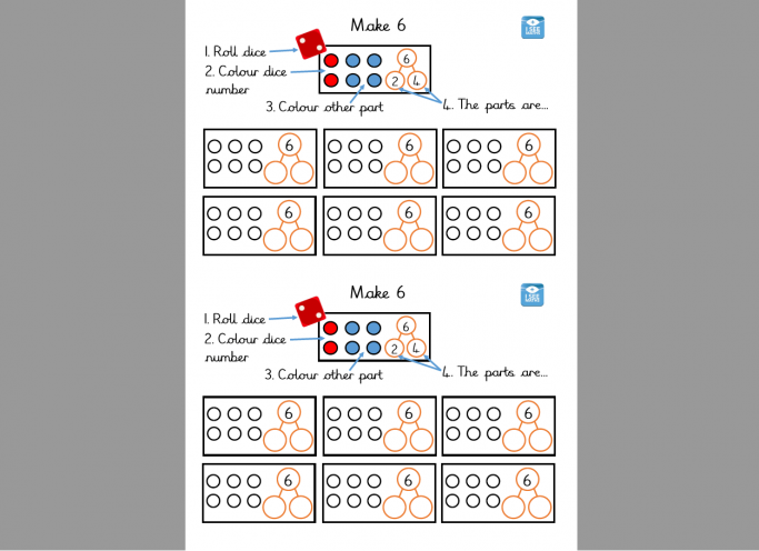 Make 6 – Number bond dice games for KS1/2 | Teachwire Teaching Resource