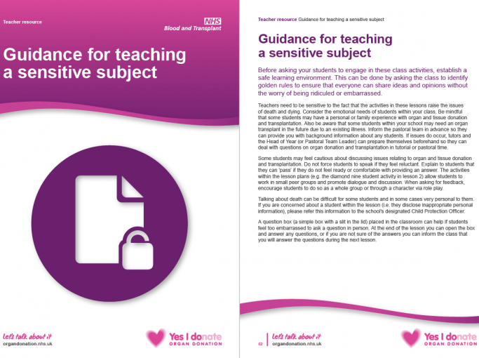 Organ and Tissue Donation Lesson Plans for KS3/4 – Teacher Guidance ...