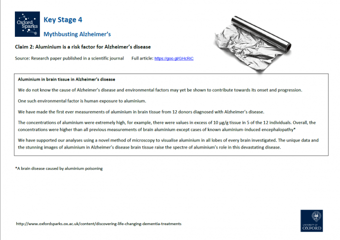 KS4 Science Lesson – Mythbusting Alzheimer’s | Teachwire Teaching Resource
