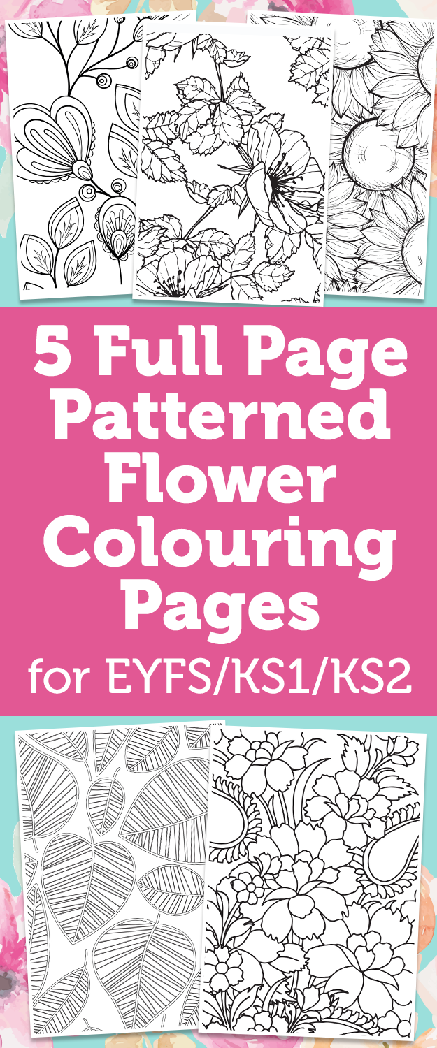 5 Full Page Patterned Flower Colouring Pages | Teachwire Teaching Resource
