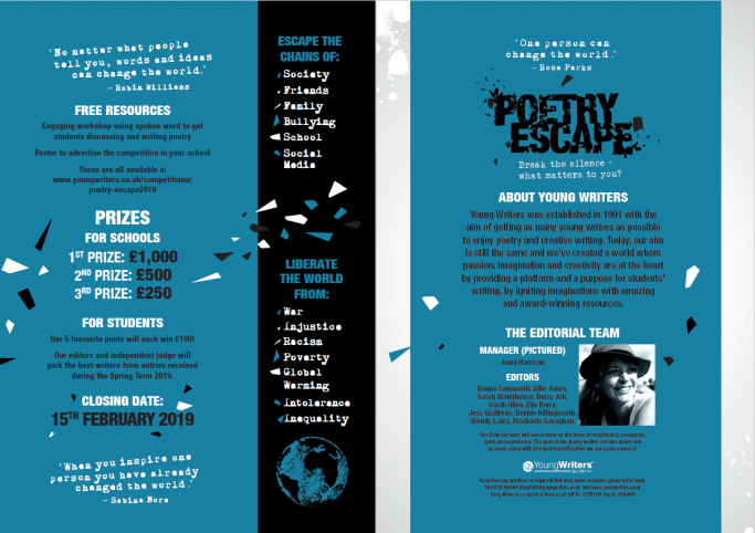 Young Writers Poetry Escape Competition Activity Pack for KS3/KS4 ...