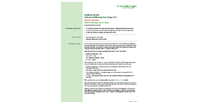 Supercharge Your Day – PSHE activity for KS3 and KS4 | Teachwire ...