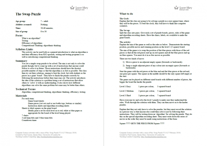 What is an Algorithm? – Swap Puzzles Worksheets for KS2 Computing ...