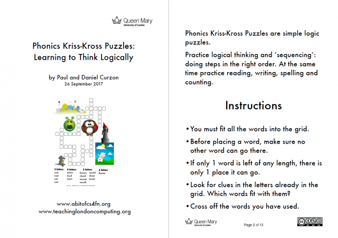 Phonics Kriss Kross Puzzles Worksheets for Year 1 Computing | Teachwire ...