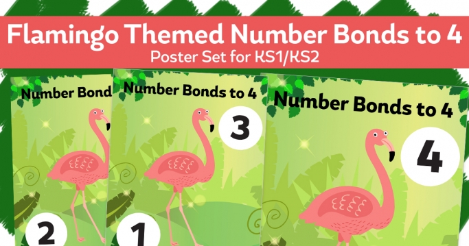 Number Bonds To 4 Flamingo Posters For KS1 | Teachwire Teaching Resource