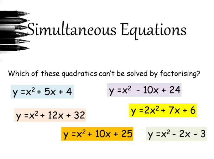 How To Solve Quadratic Simultaneous Equations Powerpoint For Ks4 Maths