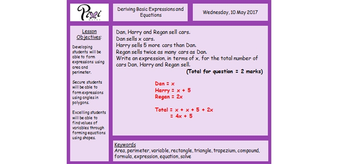 Complete KS4 Lesson For Deriving Basic Equations And Expressions ...