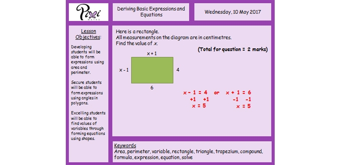 Complete KS4 Lesson For Deriving Basic Equations And Expressions ...