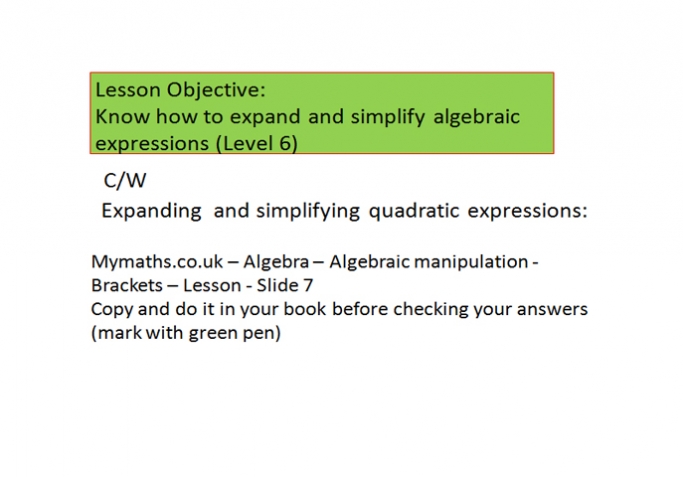 KS3 Maths Worksheet For Expanding And Simplifying Algebraic Expressions ...