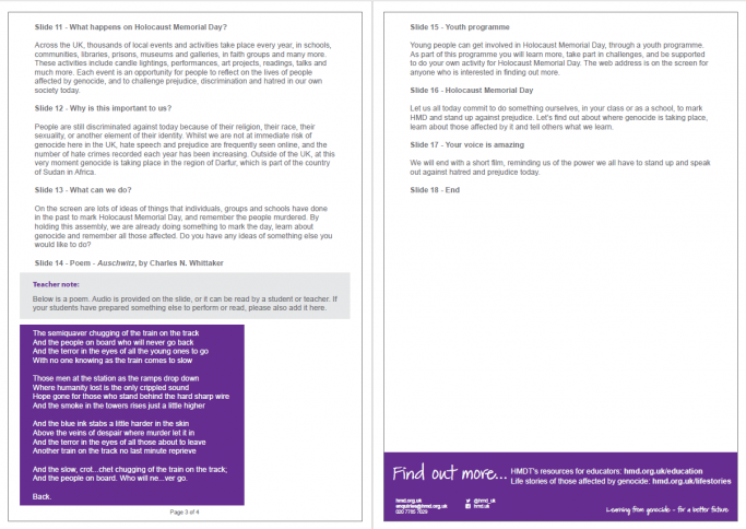 Holocaust Memorial Day Assembly for Secondary Schools | Teachwire ...