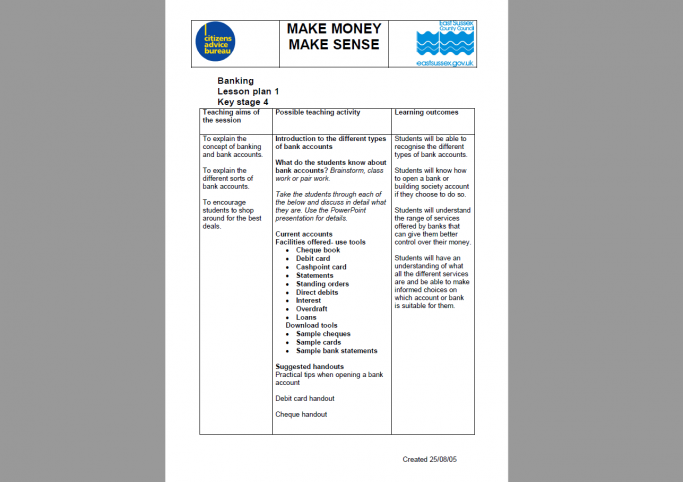 Banking lesson plan and resources for KS4 citizenship/financial ...