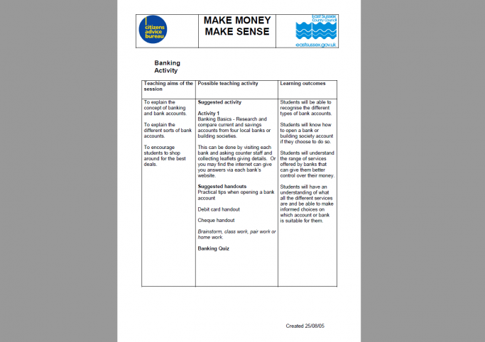Banking lesson plan and resources for KS4 citizenship/financial ...