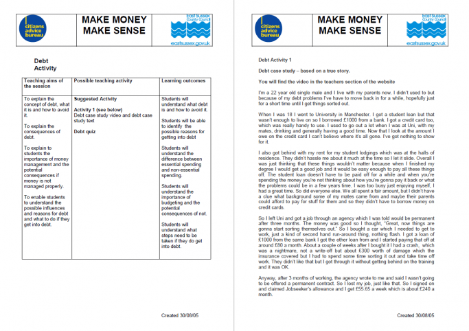 Debt lesson plan and resources for KS4 citizenship/financial education ...