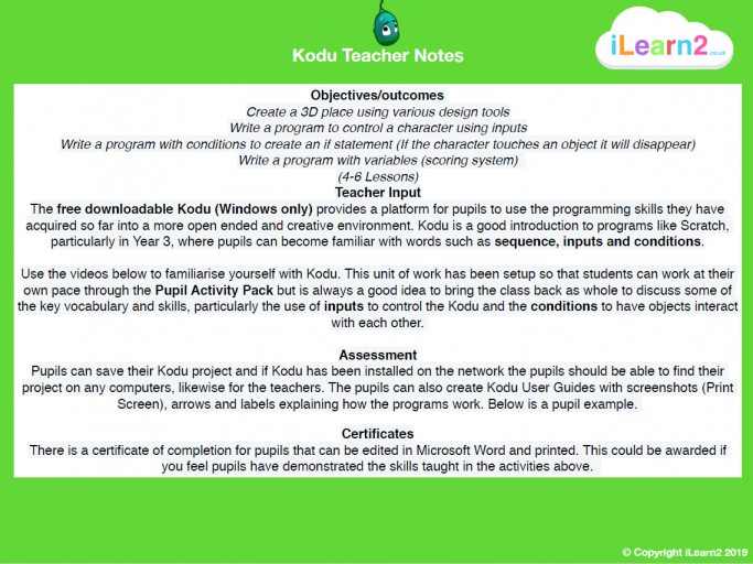 iLearn2 Kodu Activities for KS2 Computing/ICT | Teachwire Teaching Resource