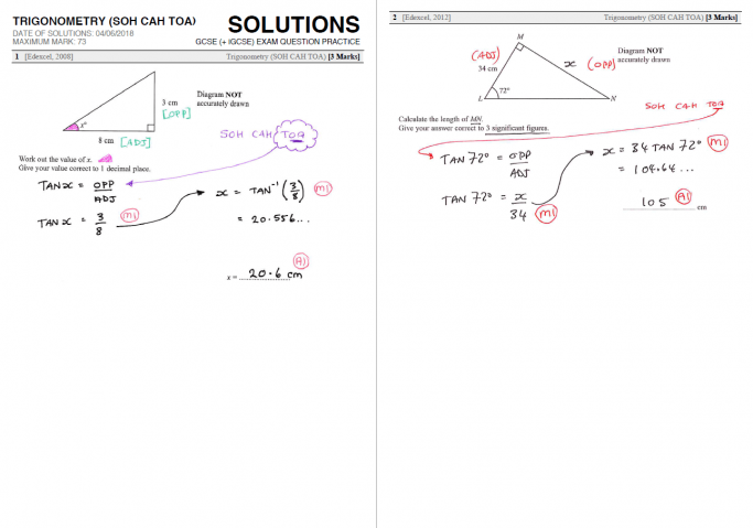Trigonometry GCSE 9-1 Exam Question Practice | Teachwire Teaching Resource