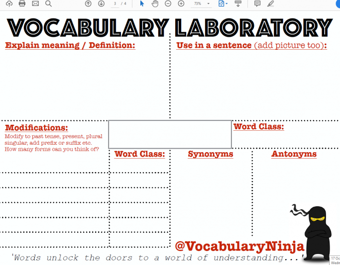 Vocabulary Laboratory from Vocabulary Ninja | Teachwire Teaching Resource