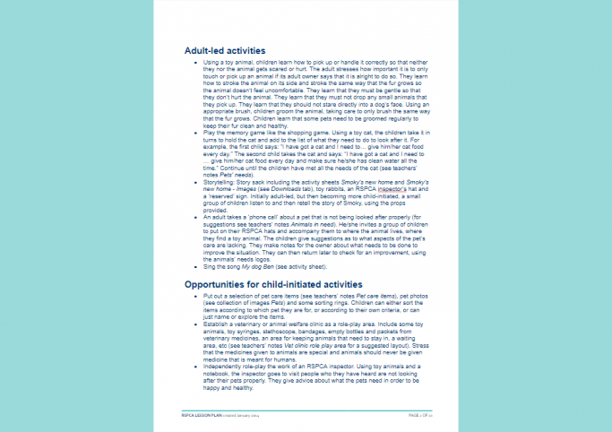 RSPCA Caring for our Pets Lesson for Early Years | Teachwire Teaching ...