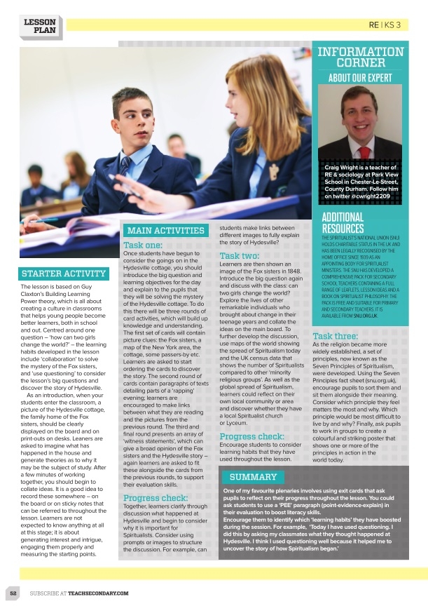 KS3 RE Lesson Plan – Expand Students’ Knowledge of Today’s Spiritual ...