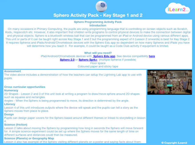 iLearn2 Programming with Sphero Activity Pack for KS2 Computing/ICT ...