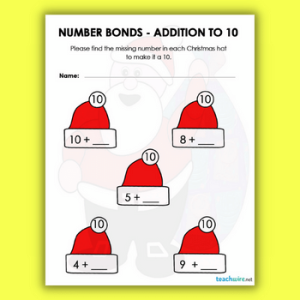 Christmas maths – KS1 number bonds and addition to 10 - Teachwire