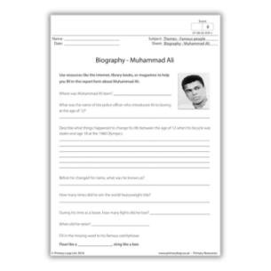 Biography KS2 – Muhammad Ali life story worksheet - Teachwire
