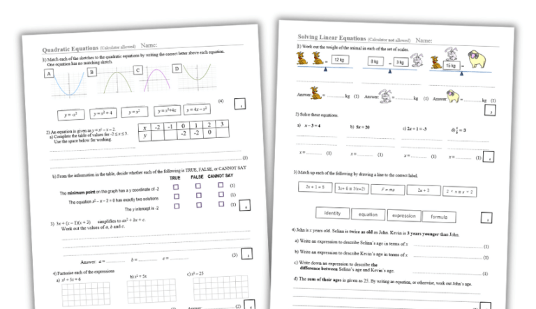 Algebra KS3 – Best worksheets & questions for Years 7, 8 and 9 - Teachwire