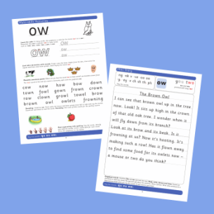 ow grapheme worksheet – Exercises and mini story - Teachwire