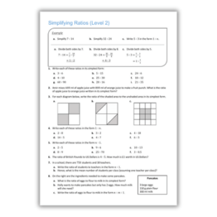 Simplifying ratios – KS3 maths worksheet - Teachwire