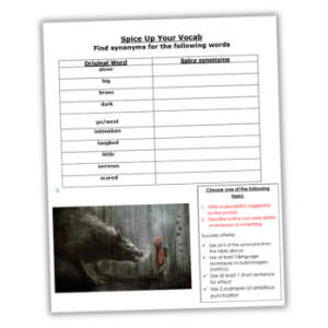 Synonyms worksheet – Little Red Riding Hood activity - Teachwire