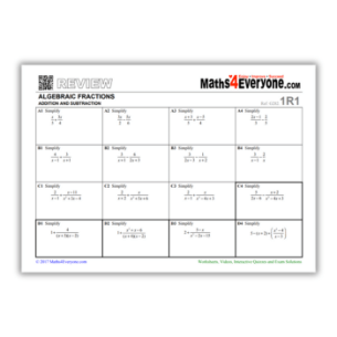 Adding and subtracting algebraic fractions – Revision worksheet - Teachwire