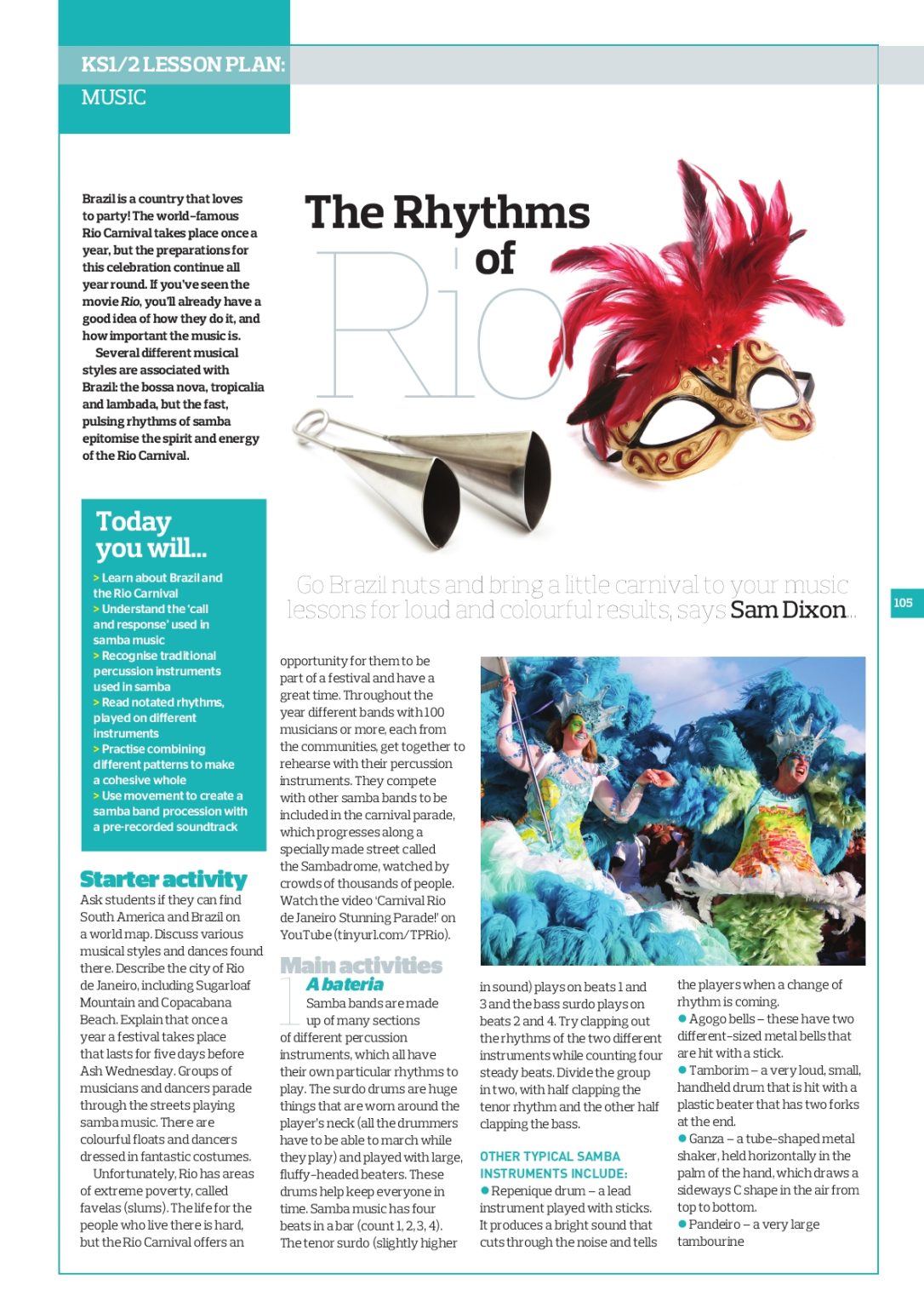 KS1/2 music lesson plan – Create a carnival-style samba band - Teachwire