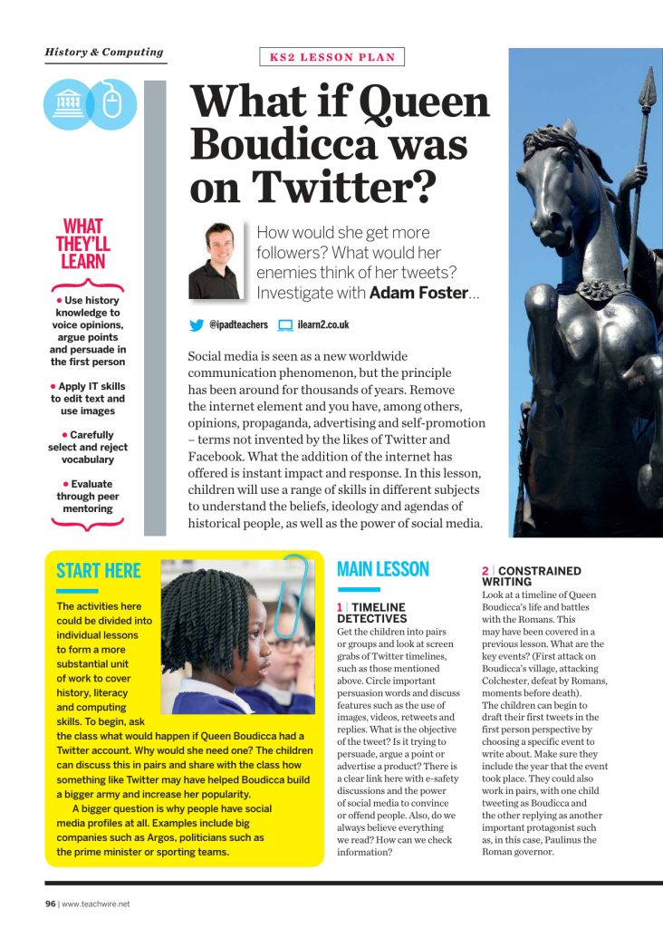 KS2 History Lesson Plan – Tweet like Boudicca and practise voicing ...