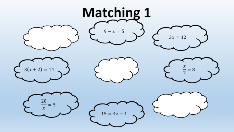 Solving Equations Matching Activities for KS3 Maths - Teachwire