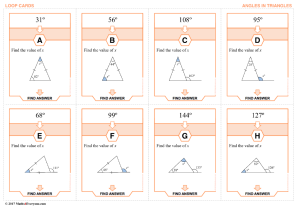 Angles in Triangles Treasure Hunt Activity for KS3 Maths - Teachwire