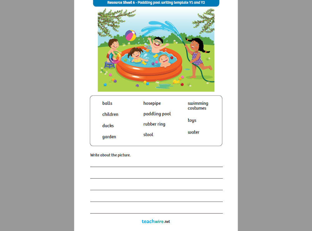 Swimming Pool Writing Prompt and Template for KS1 English/Creative ...