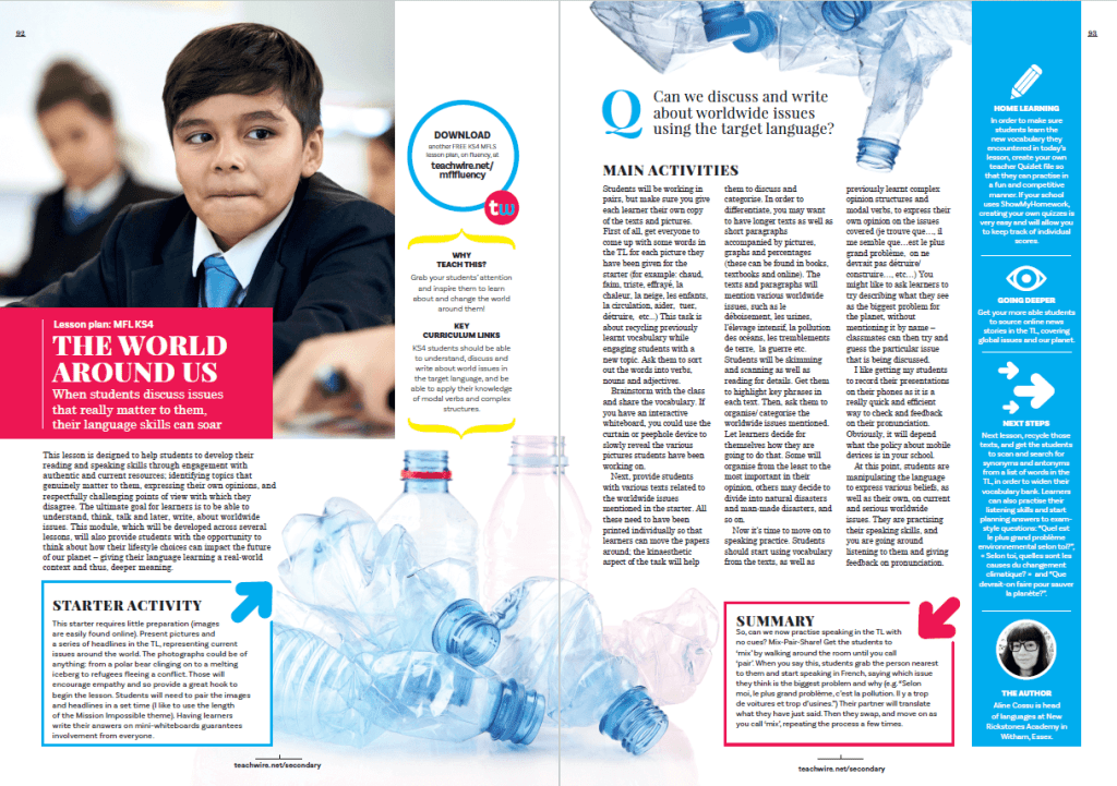 KS4 MFL Lesson Plan – Improve Language Skills by Discussing Important ...