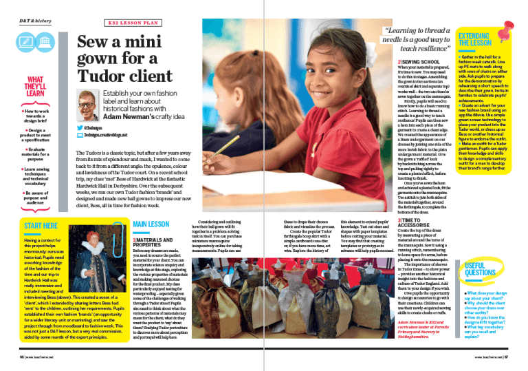 KS2 D&T and History Lesson Plan – Sew a Mini Tudor Gown - Teachwire