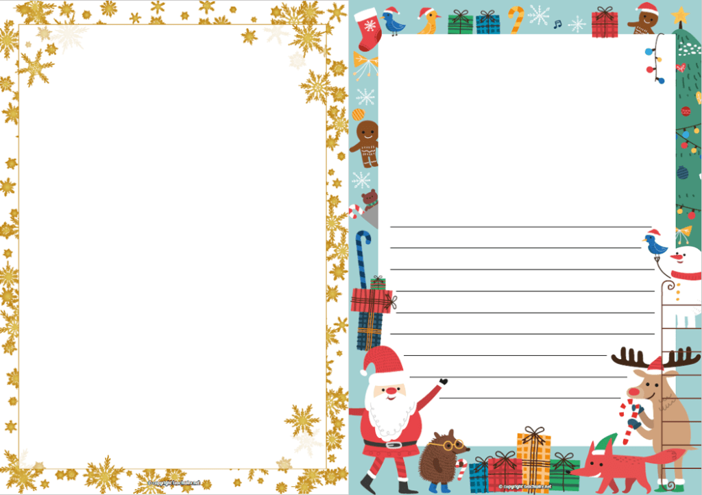 Christmas Page Borders with and Without Lines for Writing and Drawing ...