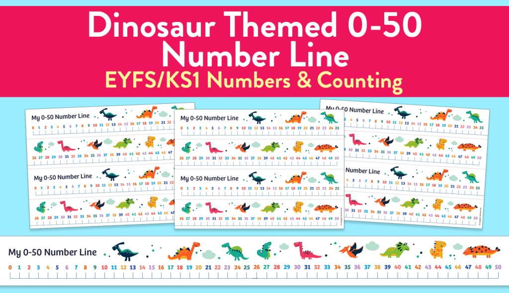 Dinosaur-themed 0-50 Number Line - Teachwire
