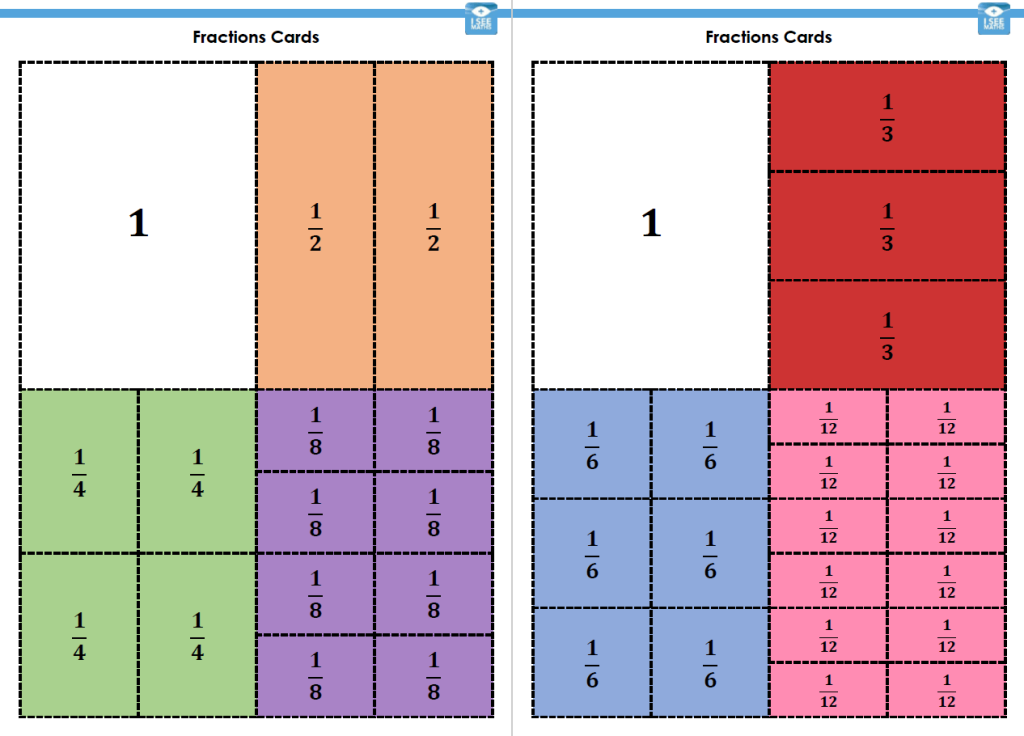 Fractions cards for KS2 maths games - Teachwire