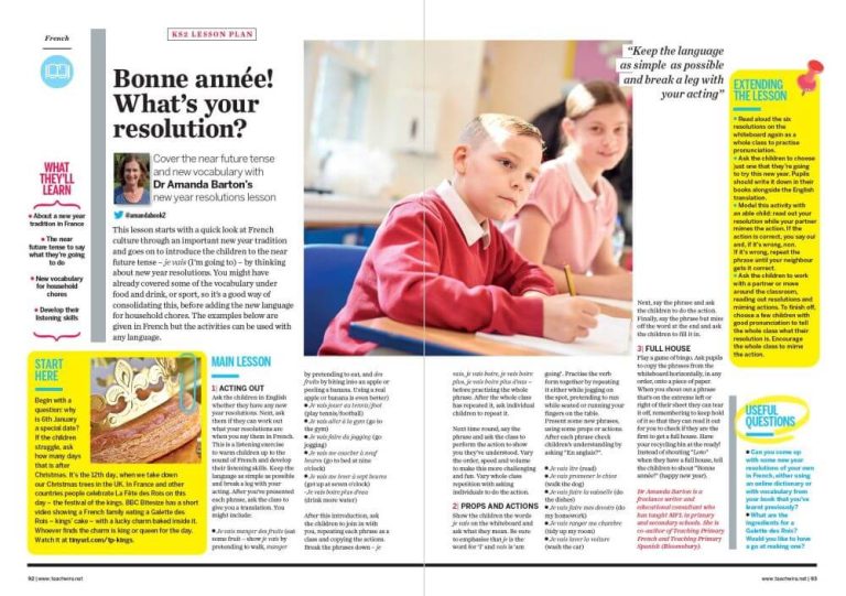 French KS2 lesson plan – Near future tense and new year resolutions ...