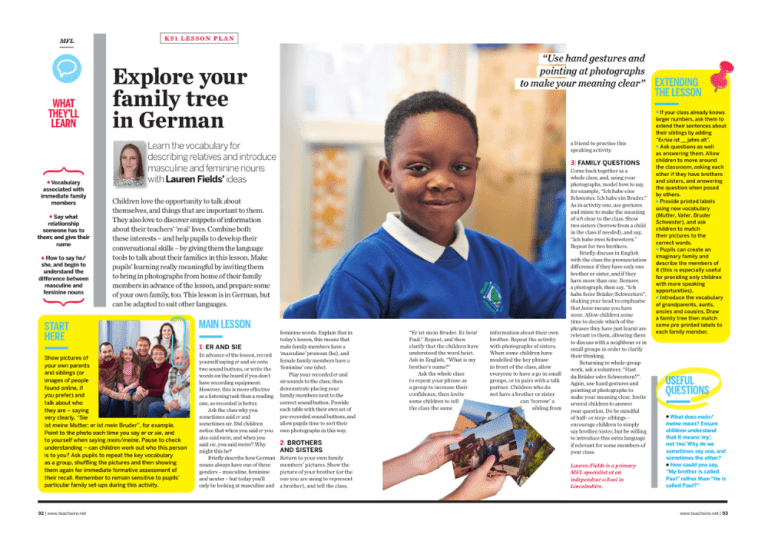 German KS1 lesson plan – Learn the vocabulary for describing relatives ...