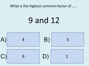 KS3 Maths Multiple Choice Starter Activity for Highest Common Factor ...